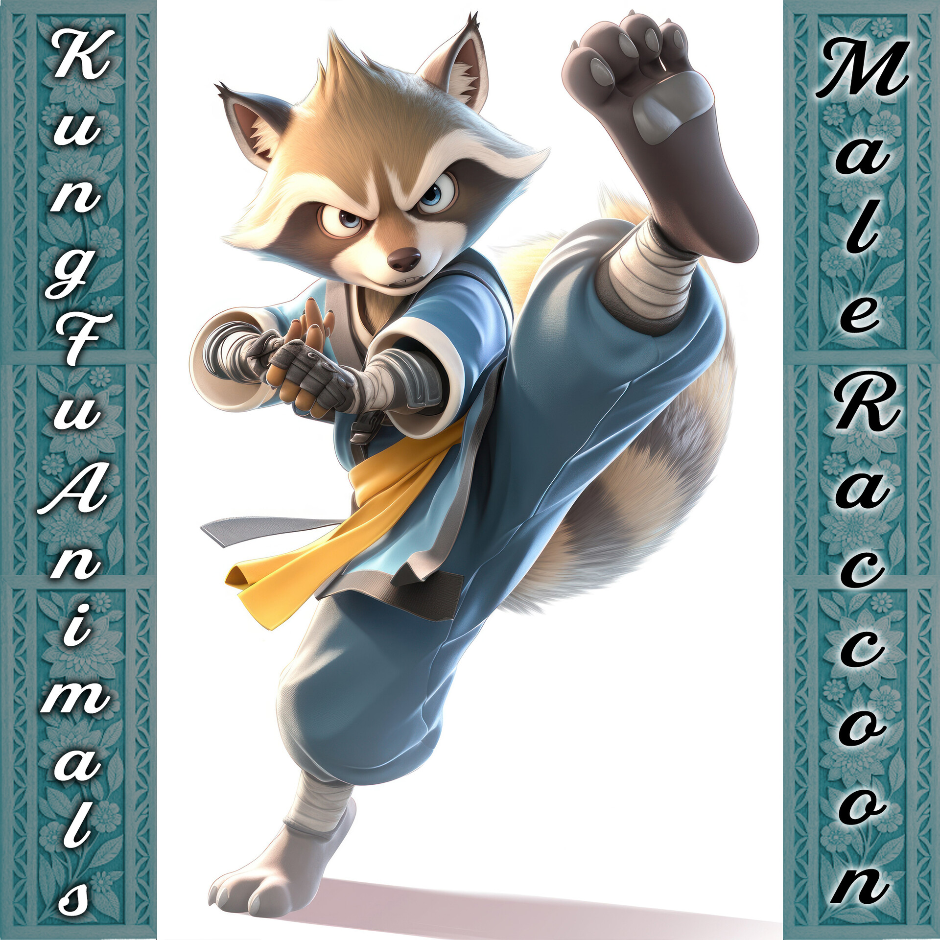 ArtStation - 200 Kung Fu Animals (Male Raccoon) - 4K Resolution - V.1