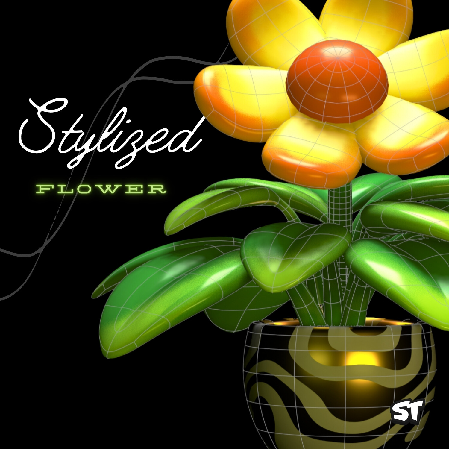 ArtStation - Stylized Flower Pot – Playful 3D Render