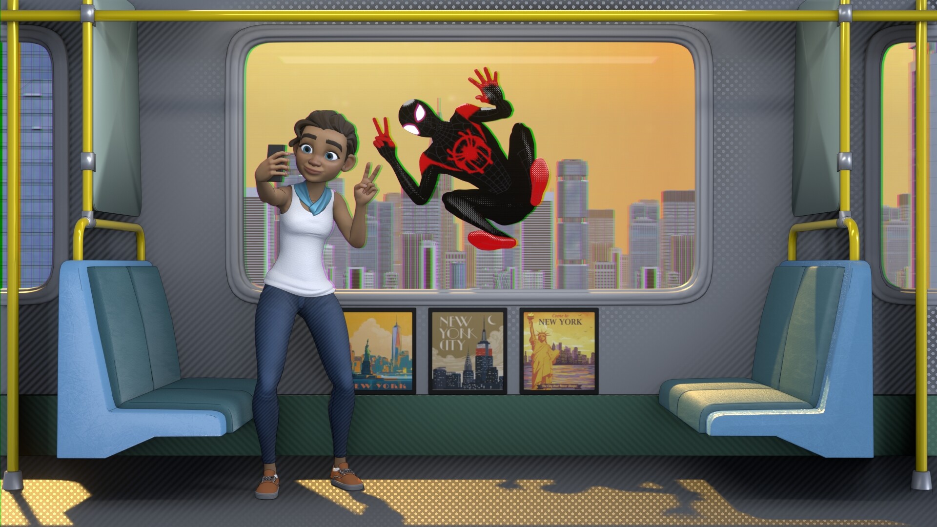 ArtStation - Spider-Man Miles Morales Train Selfie Animation ITSV