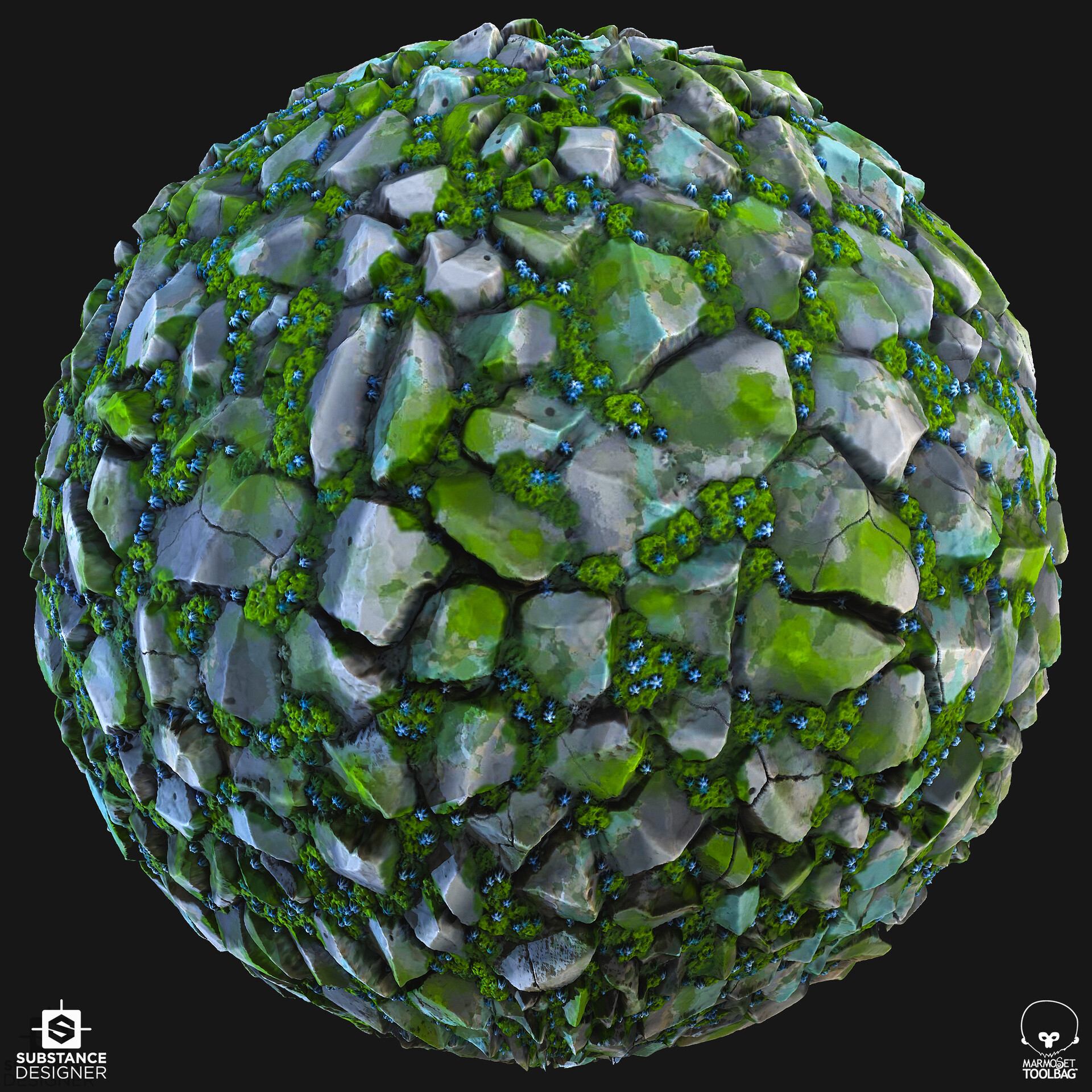 ArtStation - Stylized stones with moss