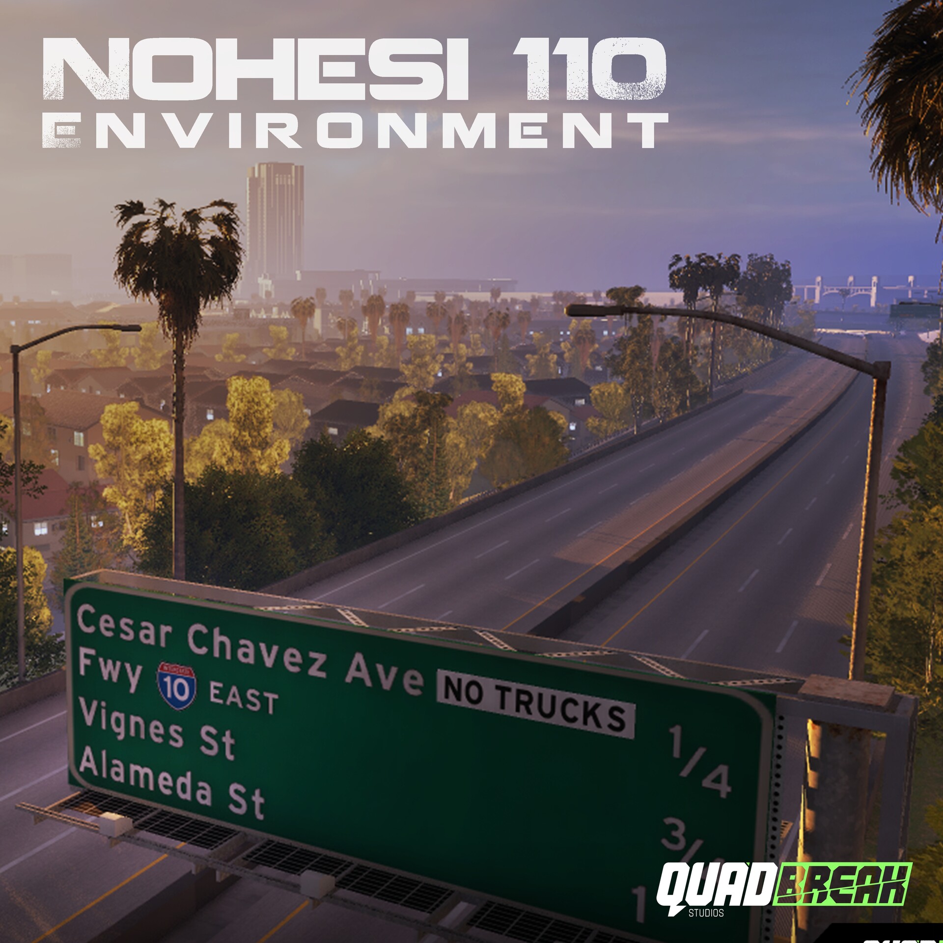 ArtStation - Los Angeles 110 Highway | Environment Art for No Hesi