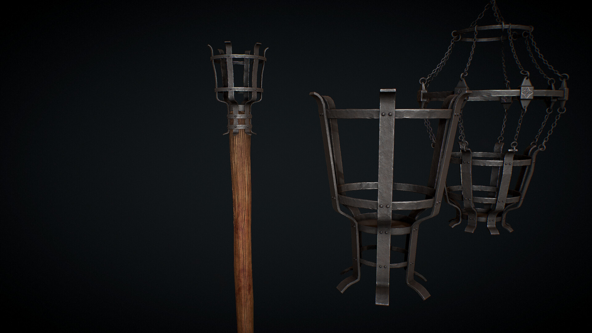 ArtStation - Forged Flameholders – Medieval Torch Set