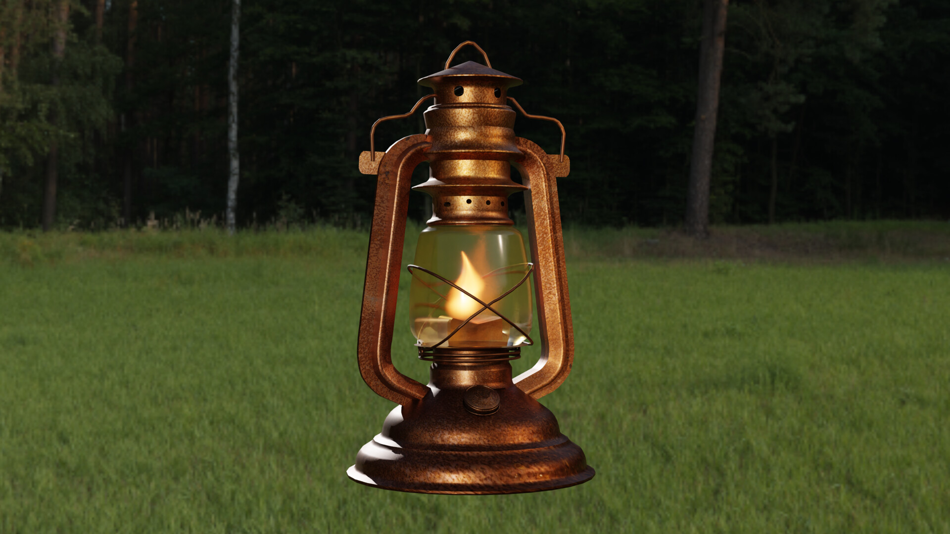 ArtStation - 3D Old Lantern with Flame (Animated) - Hard Surface Model - Blender
