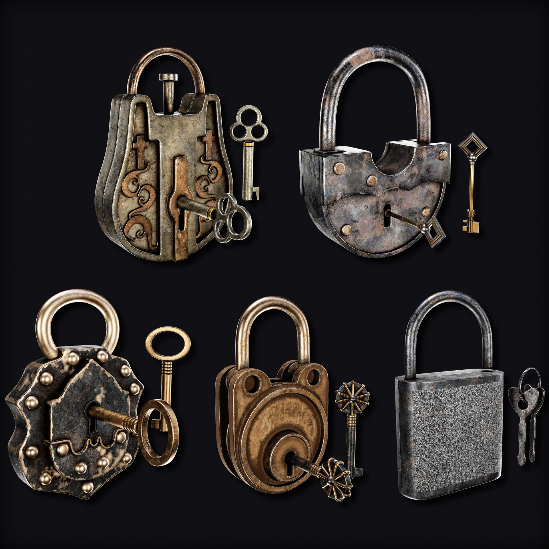 ArtStation - 10 Lock & Key Game Ready-VOL01