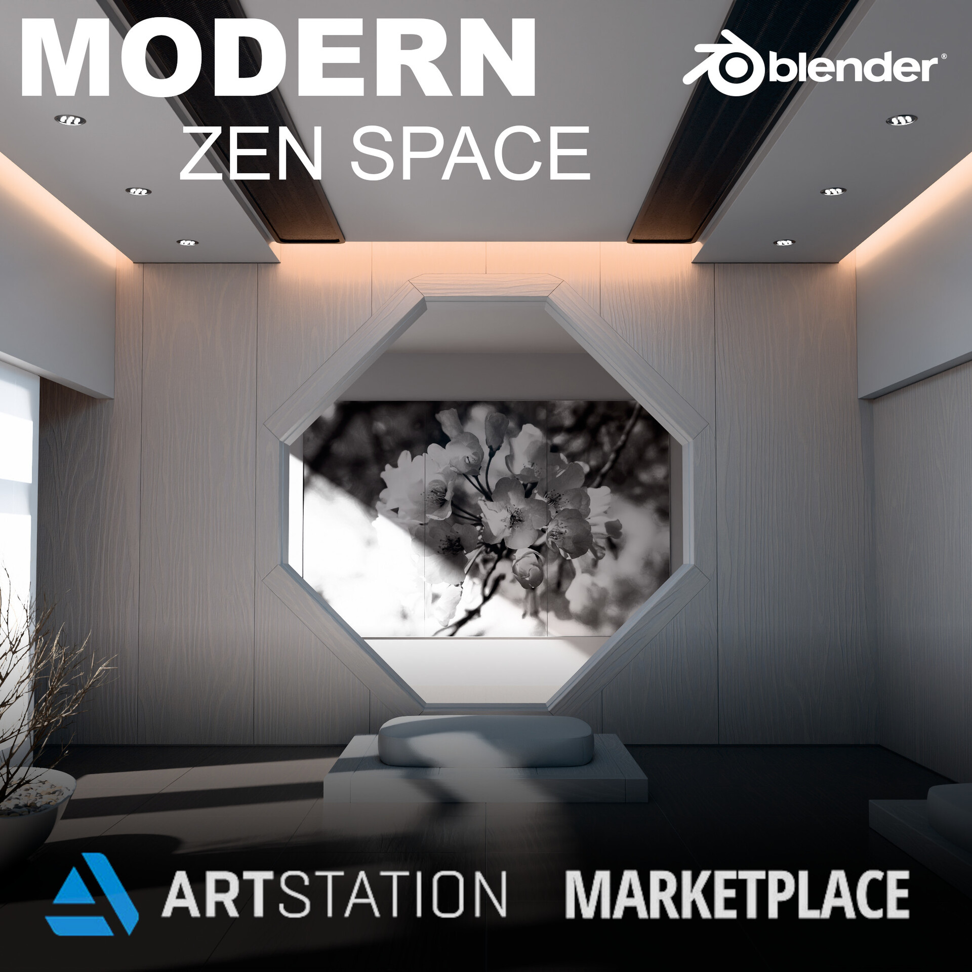 ArtStation - Minimal Zen Meditation Space