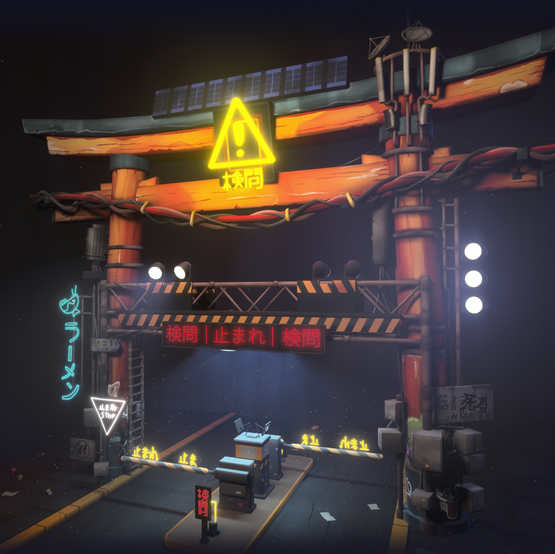 ArtStation - Torri Gate Neo Tokyo Diorama