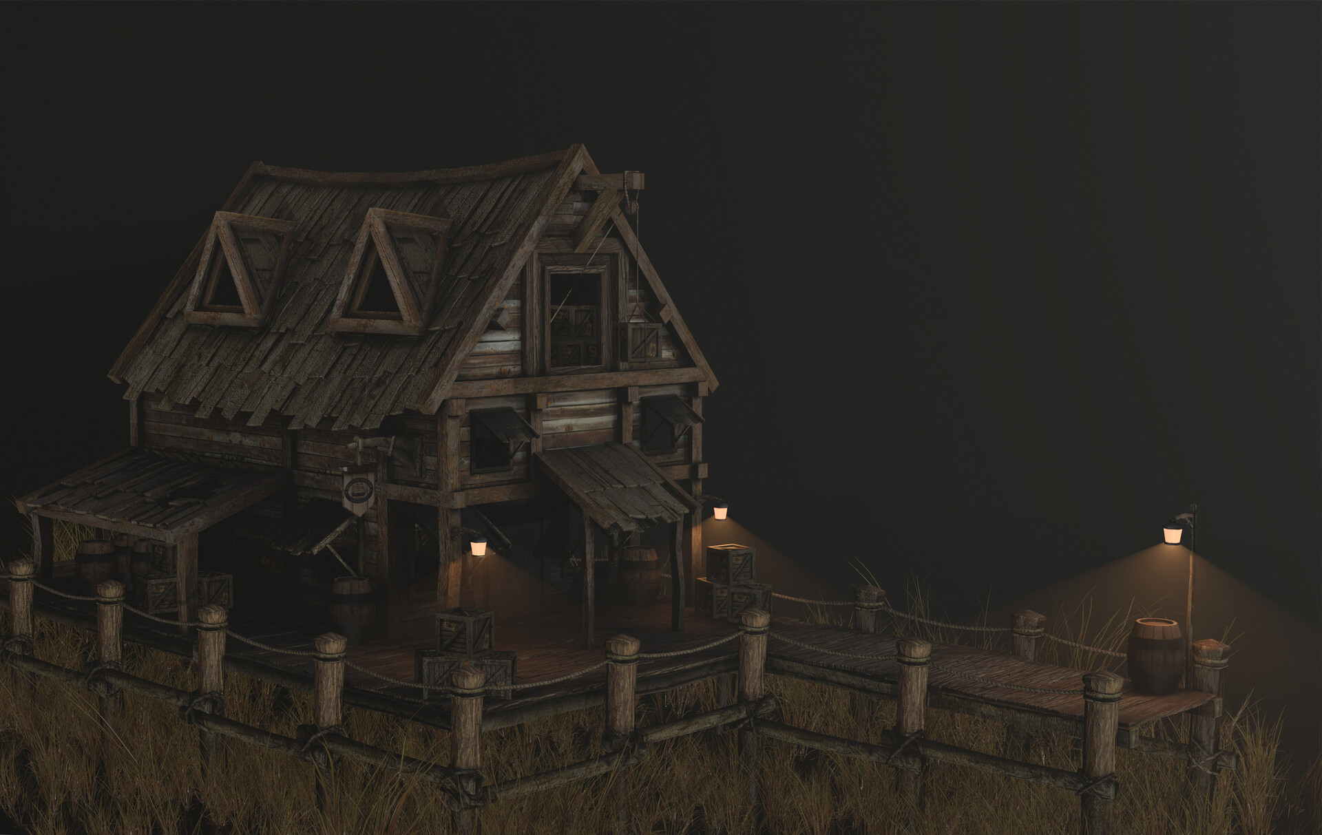 ArtStation - Old Dock House | 3D Environment Scene