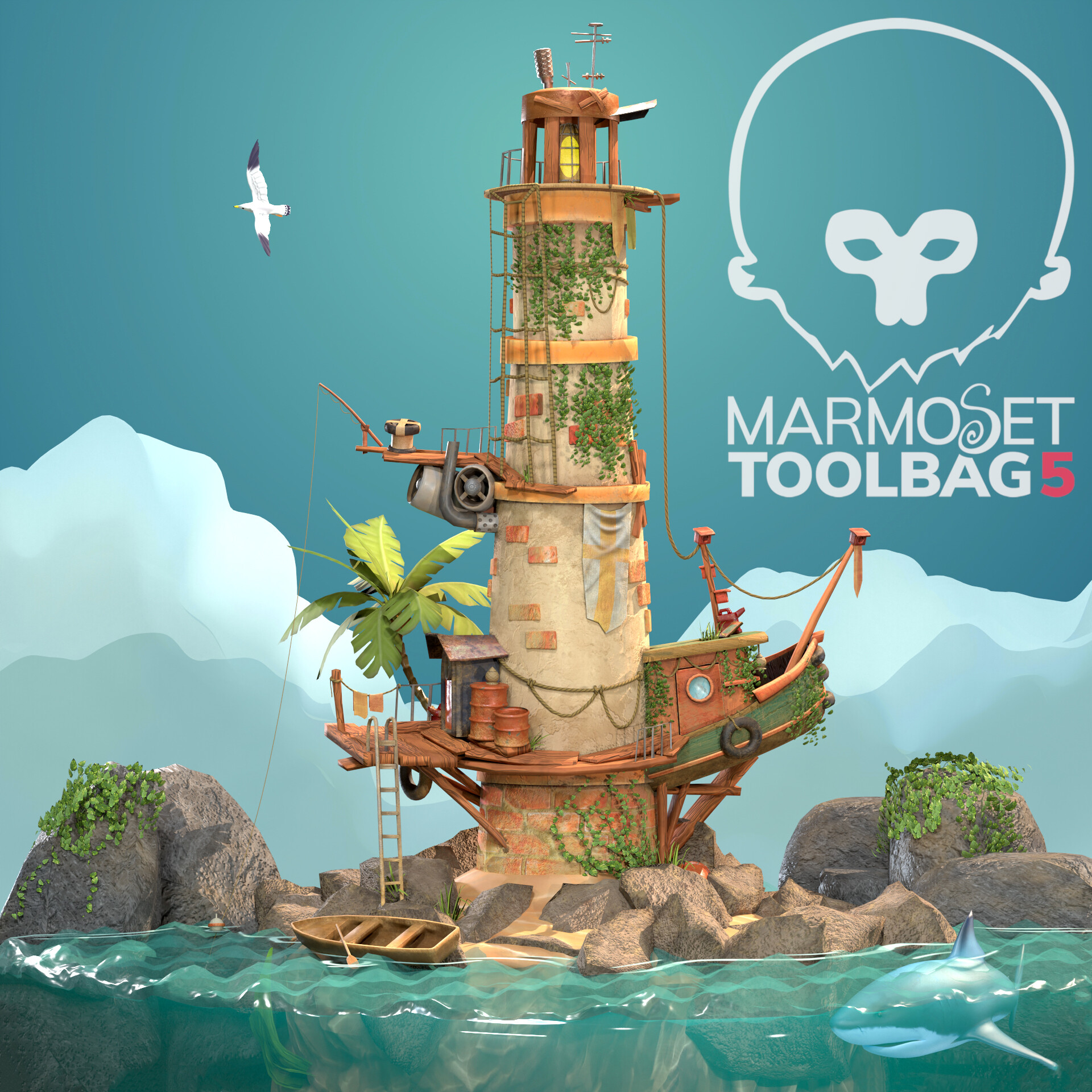 ArtStation - Whimsical Lighthouse Diorama