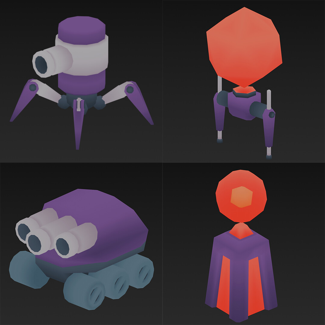ArtStation - Low Poly Enemy Robots