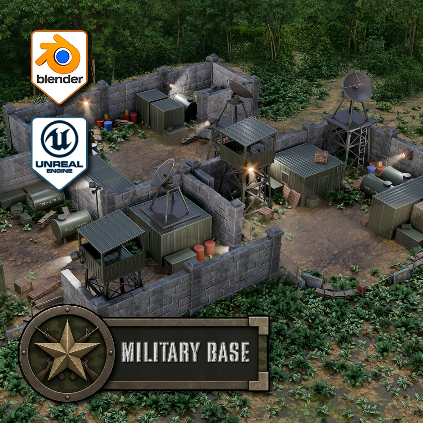 ArtStation - 3DT Modular Military Base Pack – Stylized Asset Collection