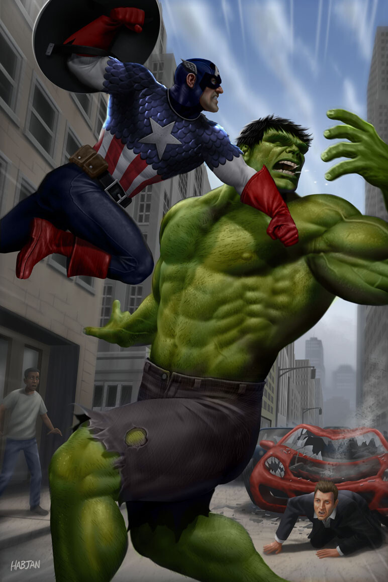 ArtStation - Hulk vs Cap Pencil and Color Sample Pages