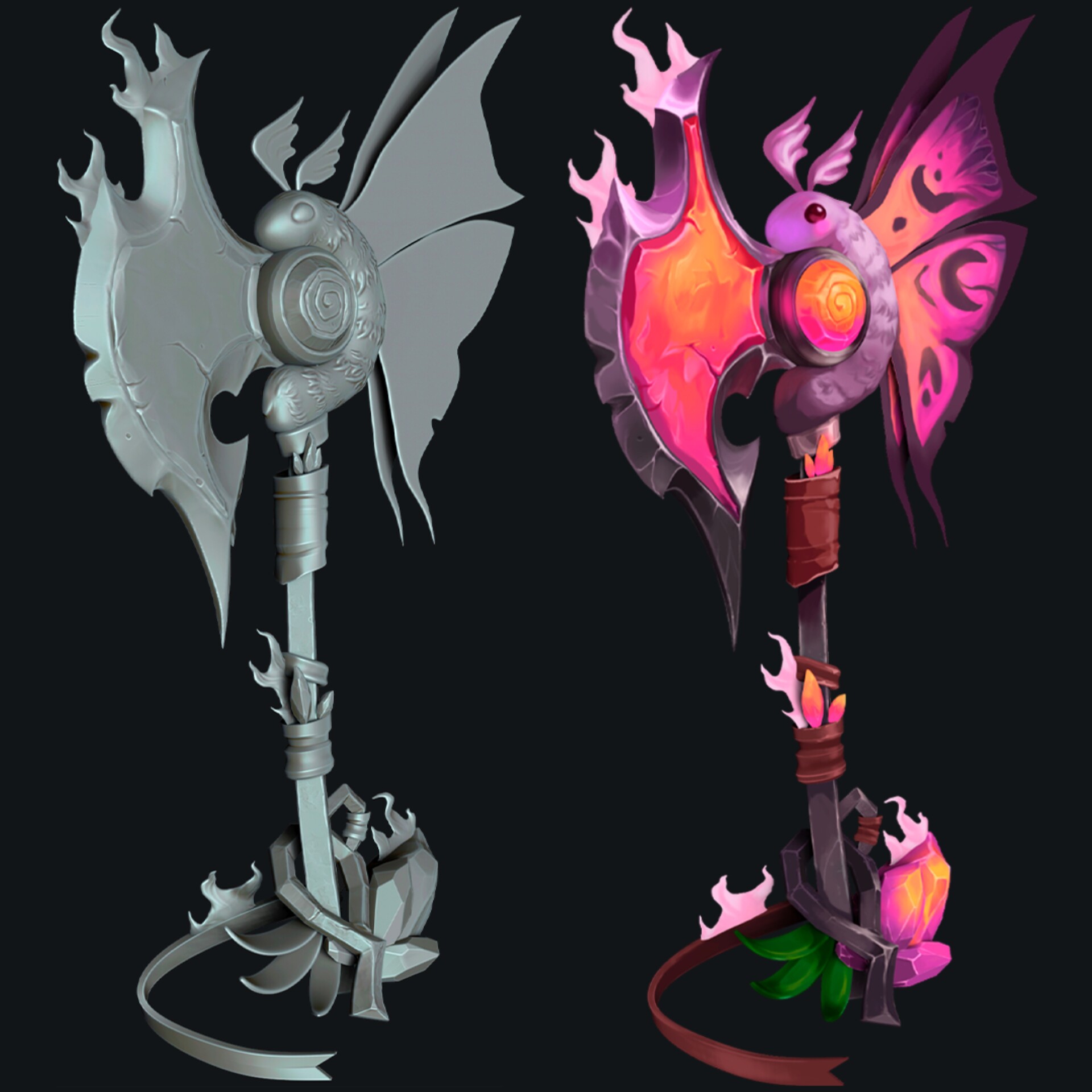 ArtStation - Stylized Moth Axe