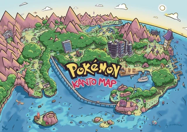 ArtStation - Kanto Map - Pokemon Red & Blue