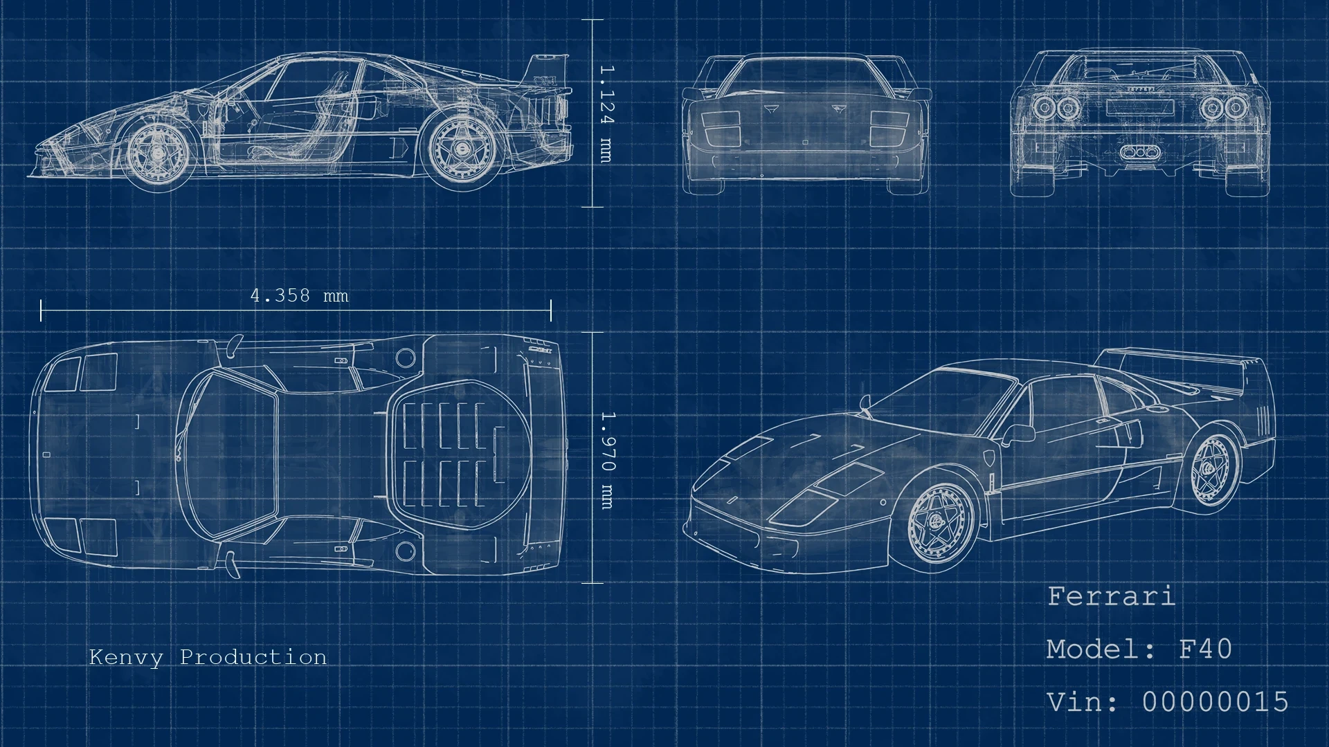 ArtStation - Ferrari F40 Blueprint
