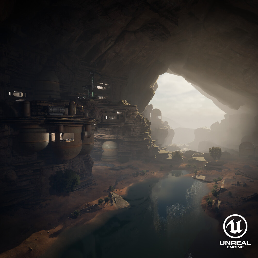 ArtStation - Cave outpost - Set dressing practice