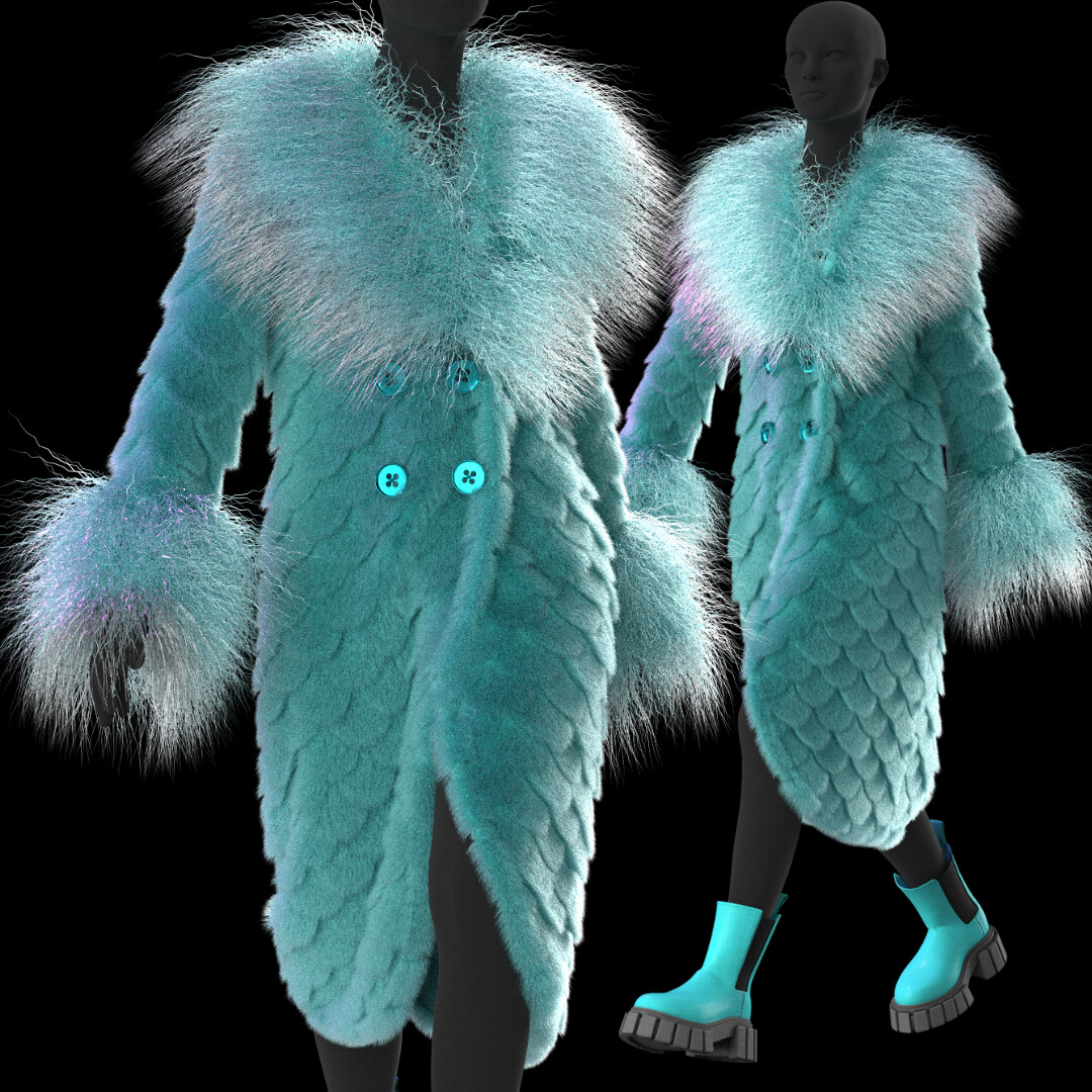 ArtStation - Arctic Bloom | Digital Fur Coat