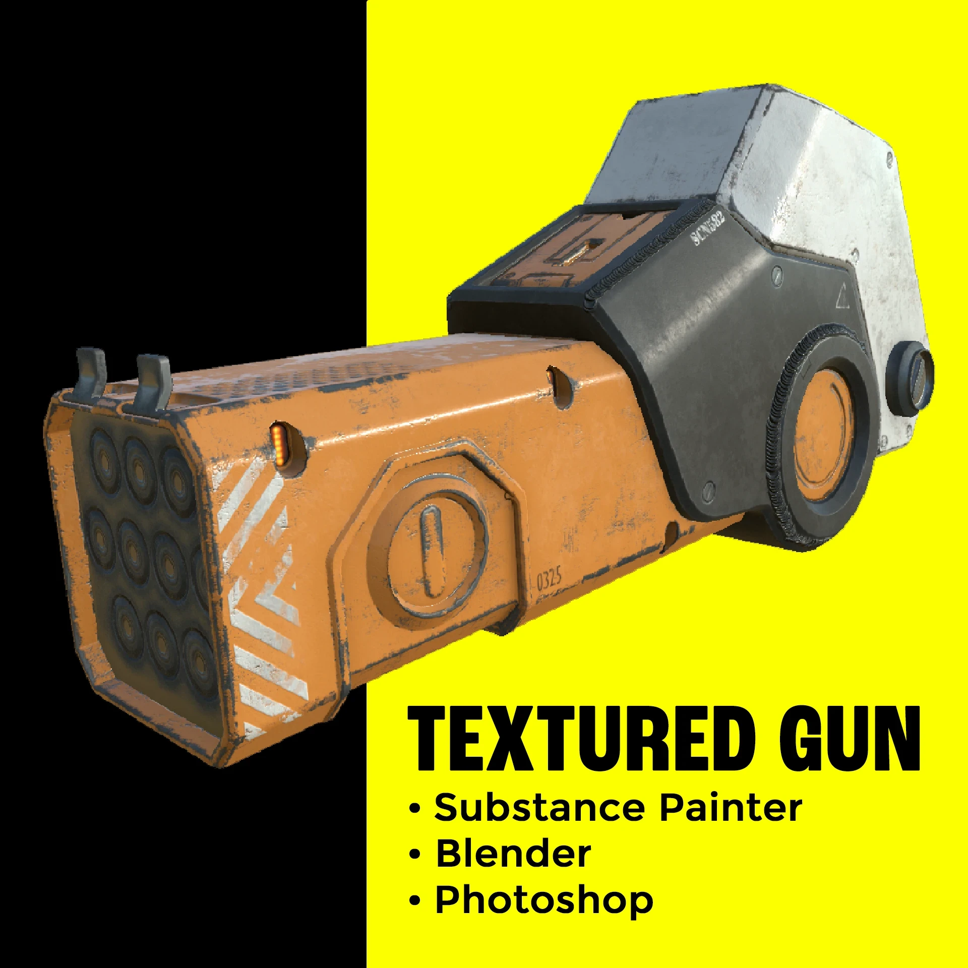 ArtStation - Textured Gun (Substance Painter, Blender, Photoshop)