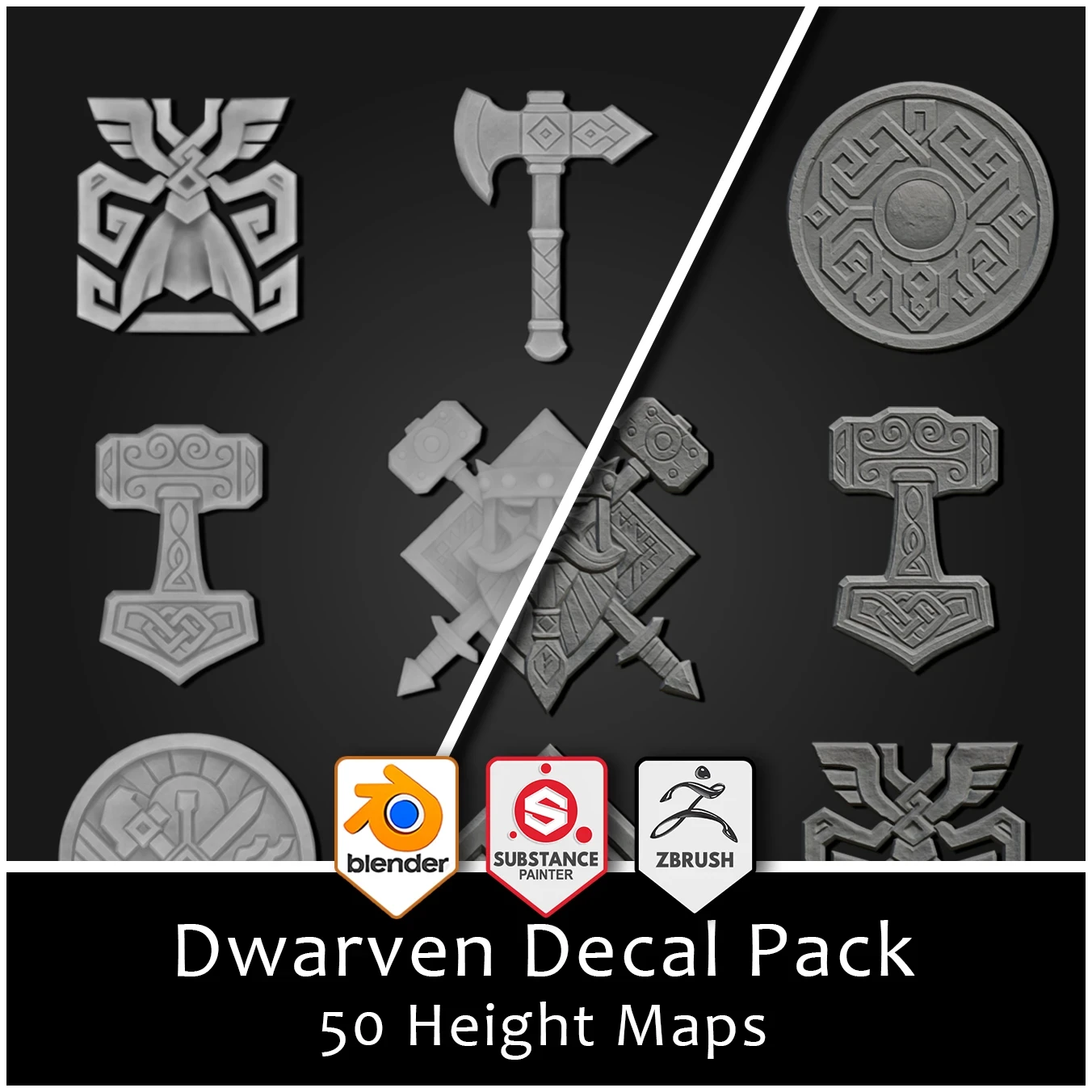 ArtStation - 3DT Dwarven Decal & Stamp Pack — 50 Dwarven Height Stamps ...
