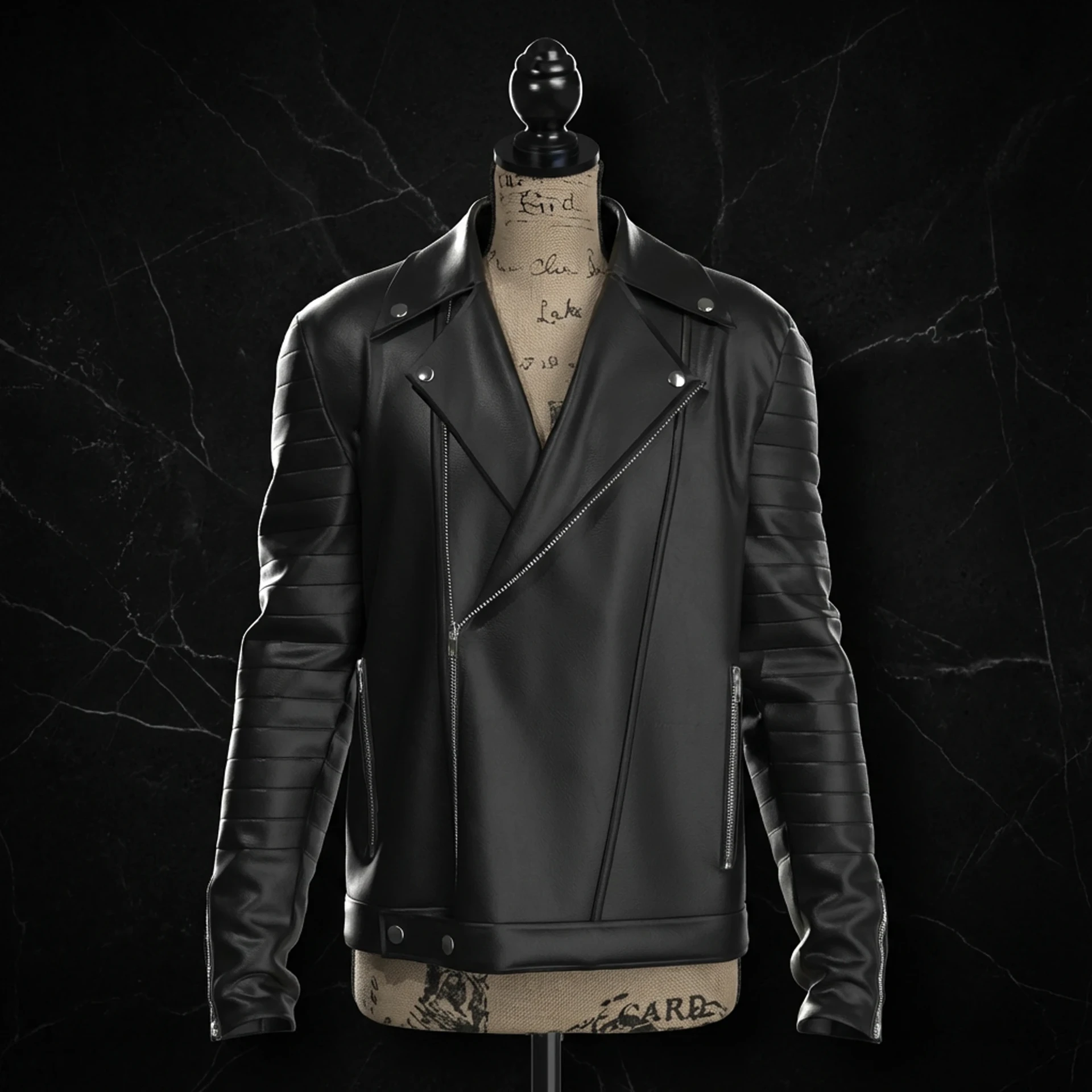 ArtStation - Dean-Style Black Leather Biker Jacket — 3D Garment (CLO3D ...