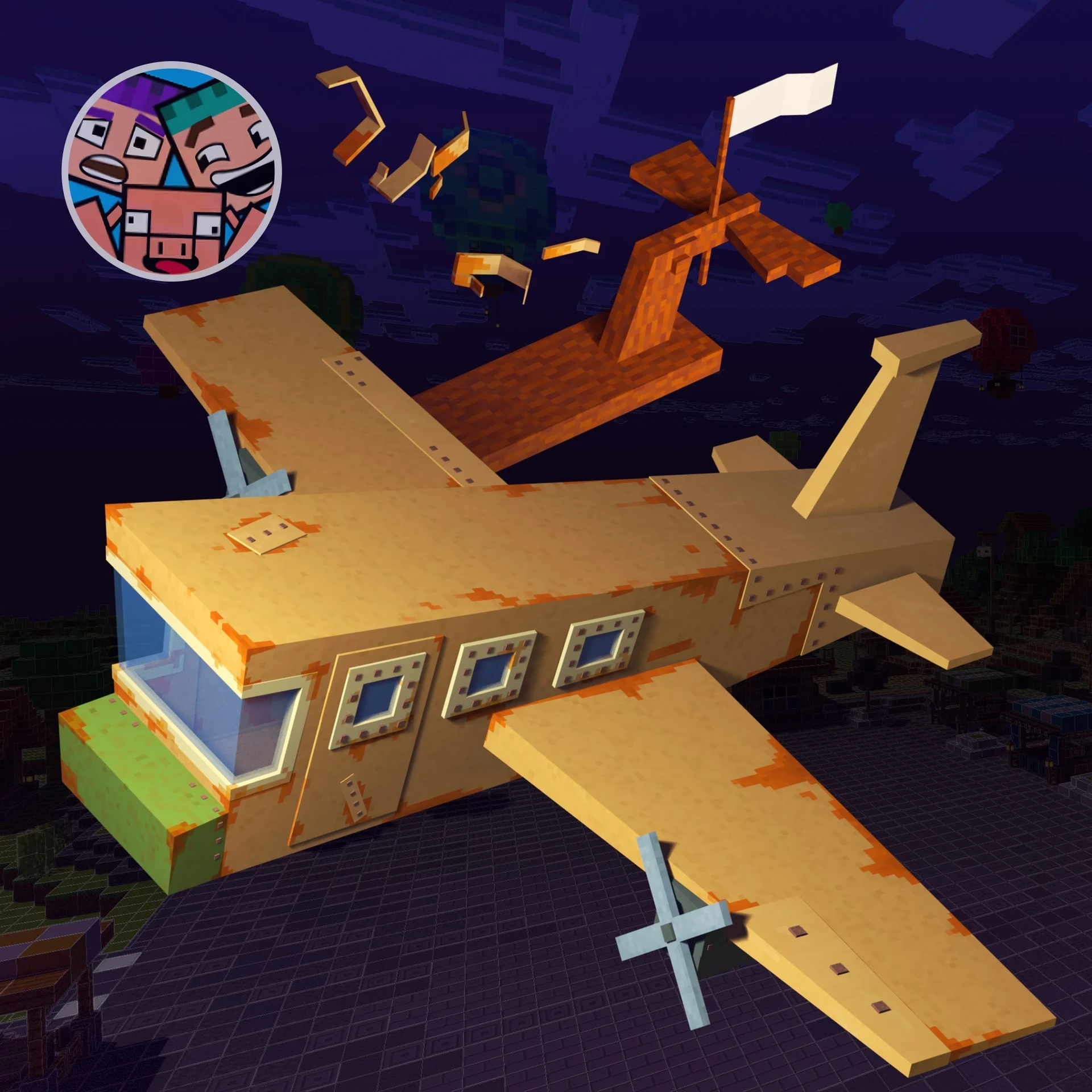 ArtStation - Old Rusted Aircraft - minecraft-style vehicle prop with ...