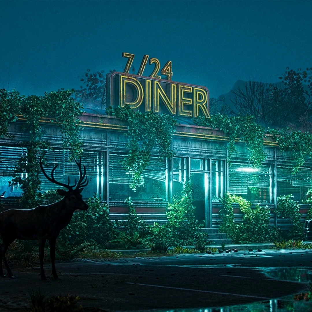 ArtStation - Post-Apocalyptic Diner – Lighting & Mood Study