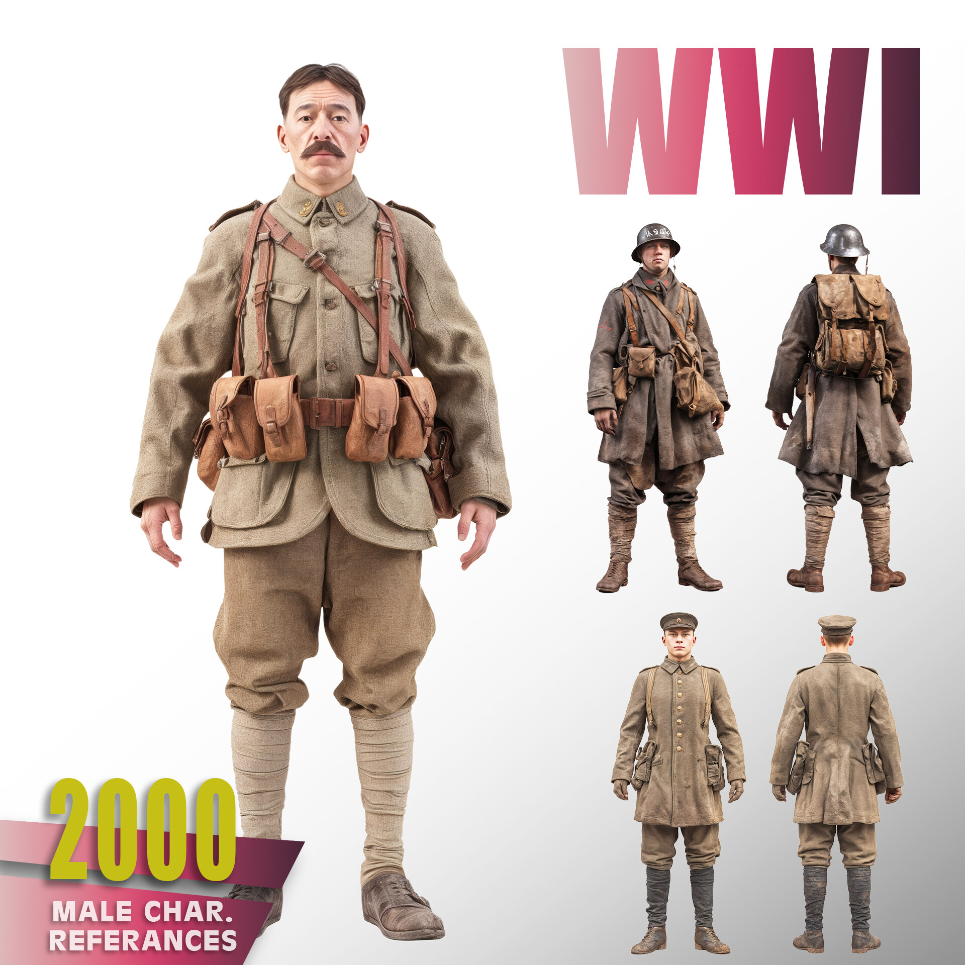 ArtStation - 2000 WWI Male Soldier - Reference Image Pack v.1 | 4K