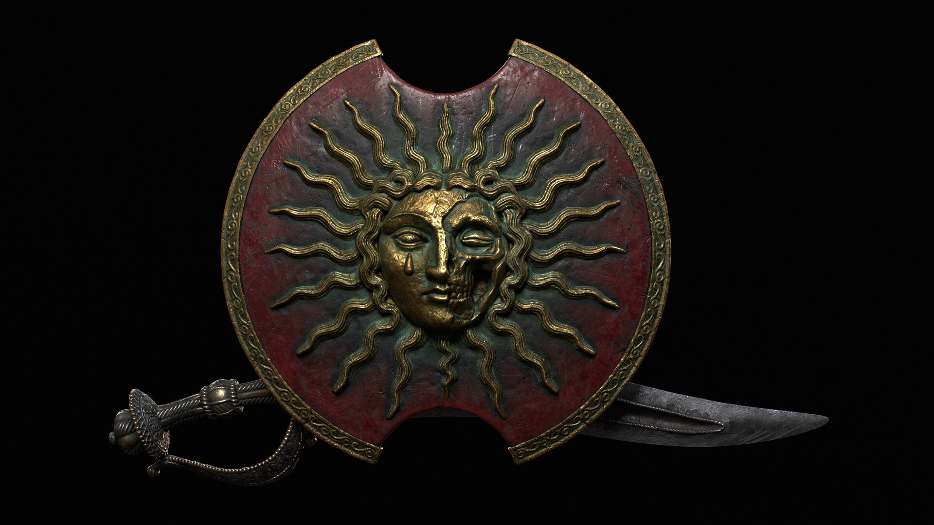 ArtStation - Fantasy gladiator sword and shield