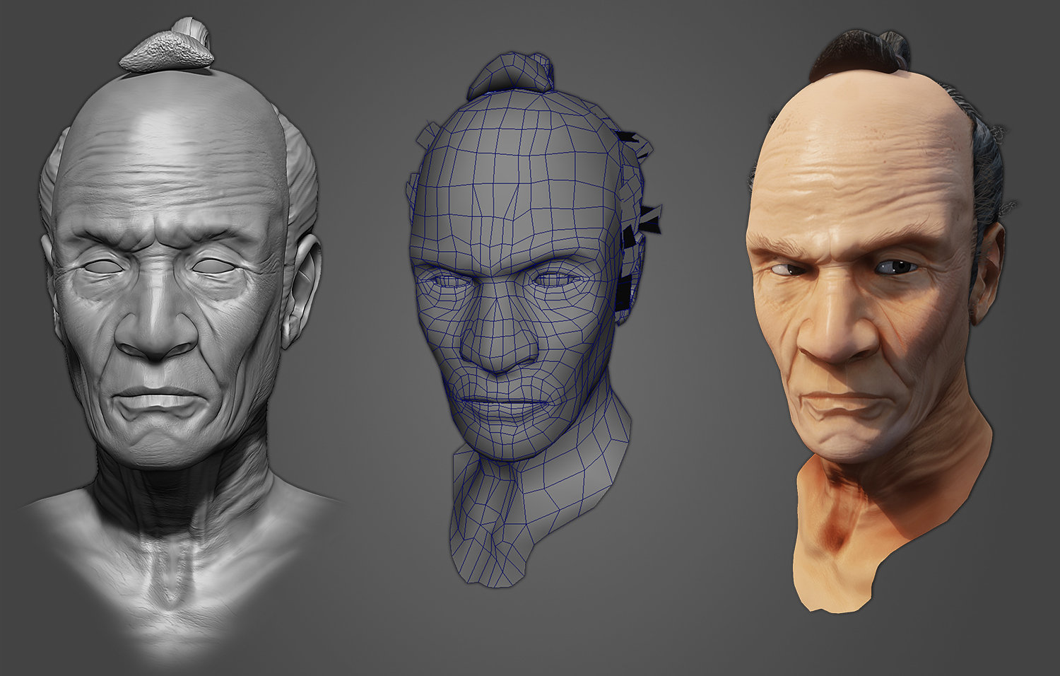 ArtStation - Old Samurai Head