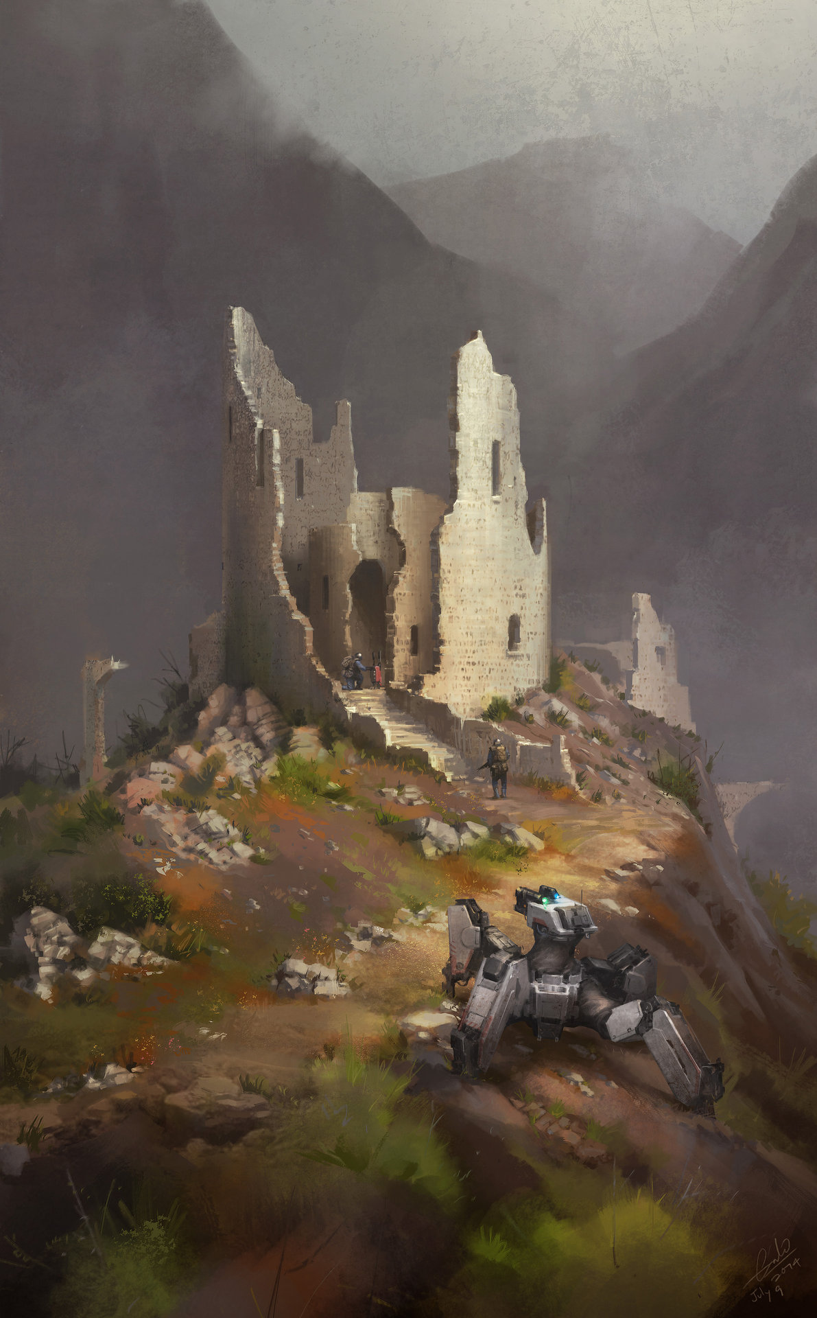 ArtStation - Castle and Mech, Galan Pang