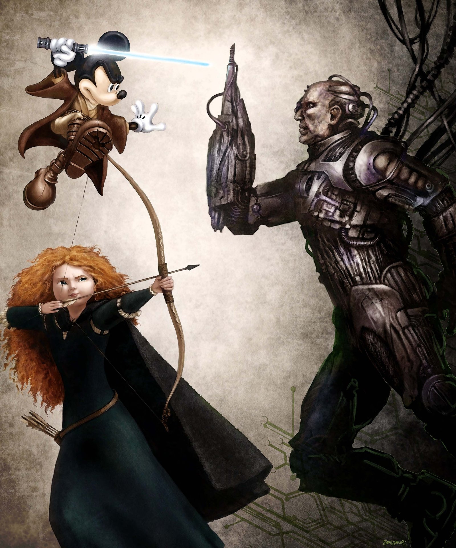 ArtStation - Jedi Mickey, Merida, and a Borg walk into a bar....