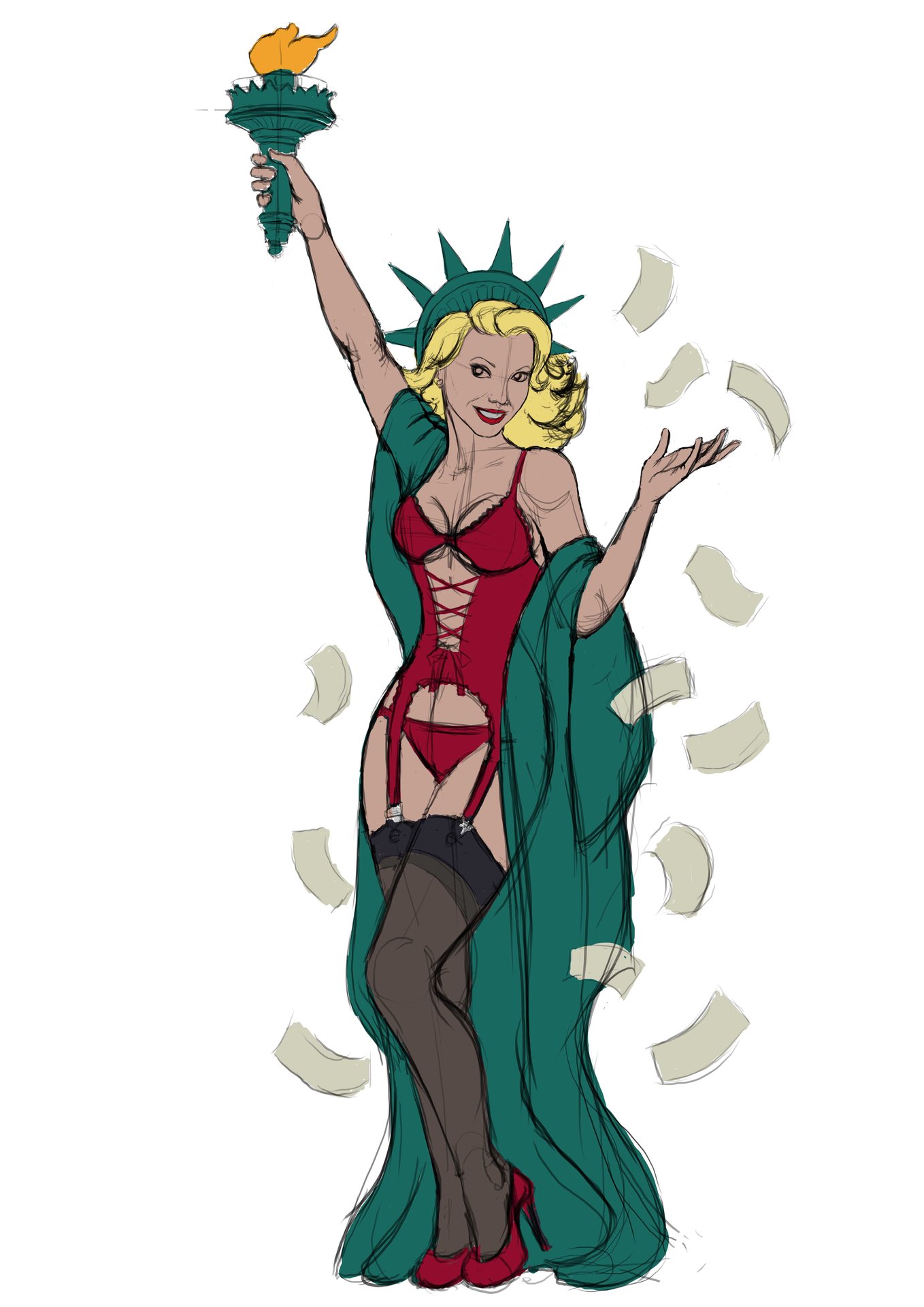 Sexy Statue Of Liberty Cartoon