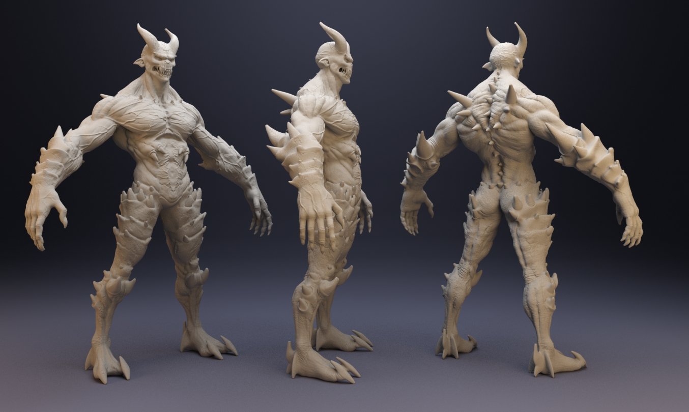 ArtStation - DEMON Clay Render