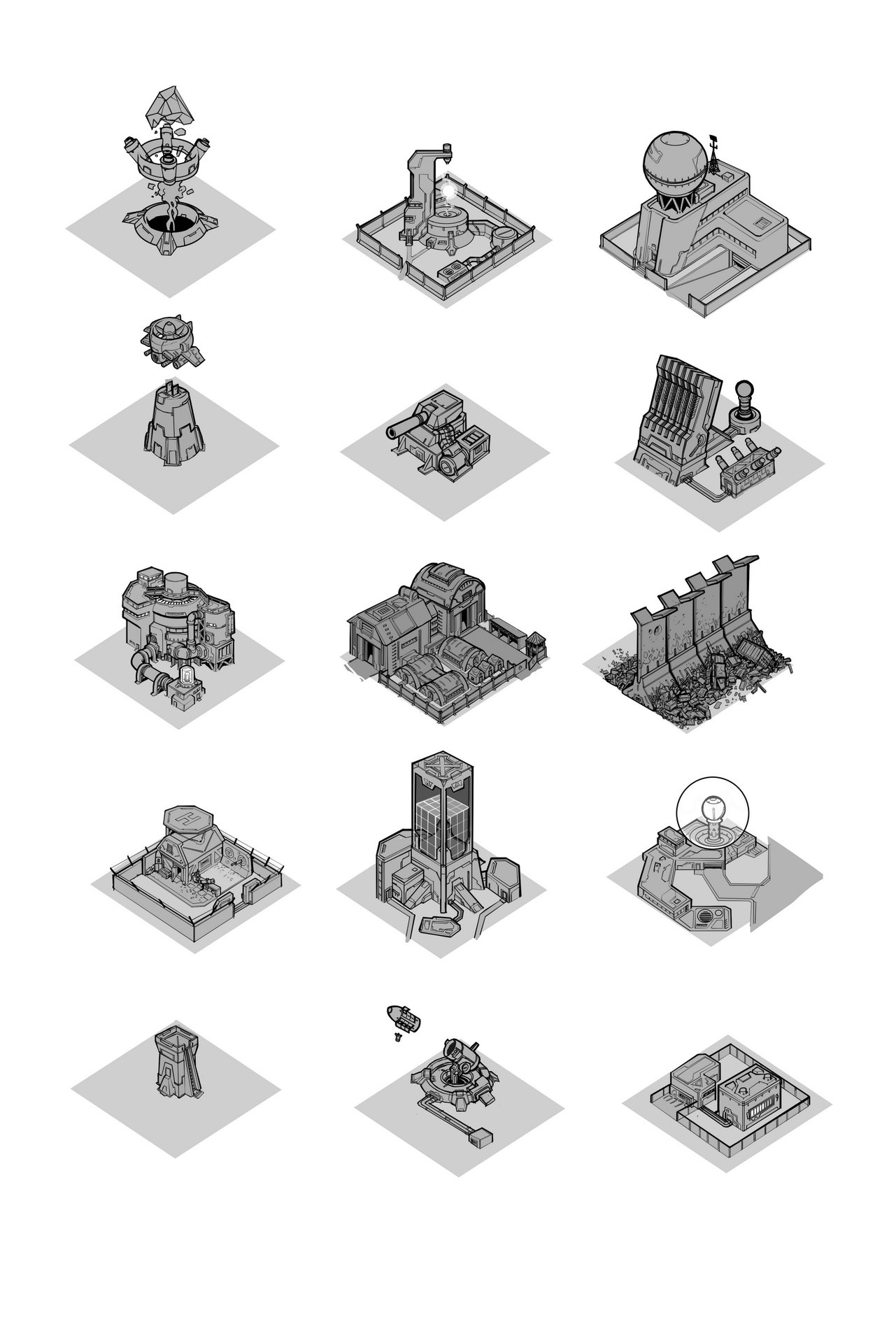 ArtStation - Iso Buildings quick thumbnails