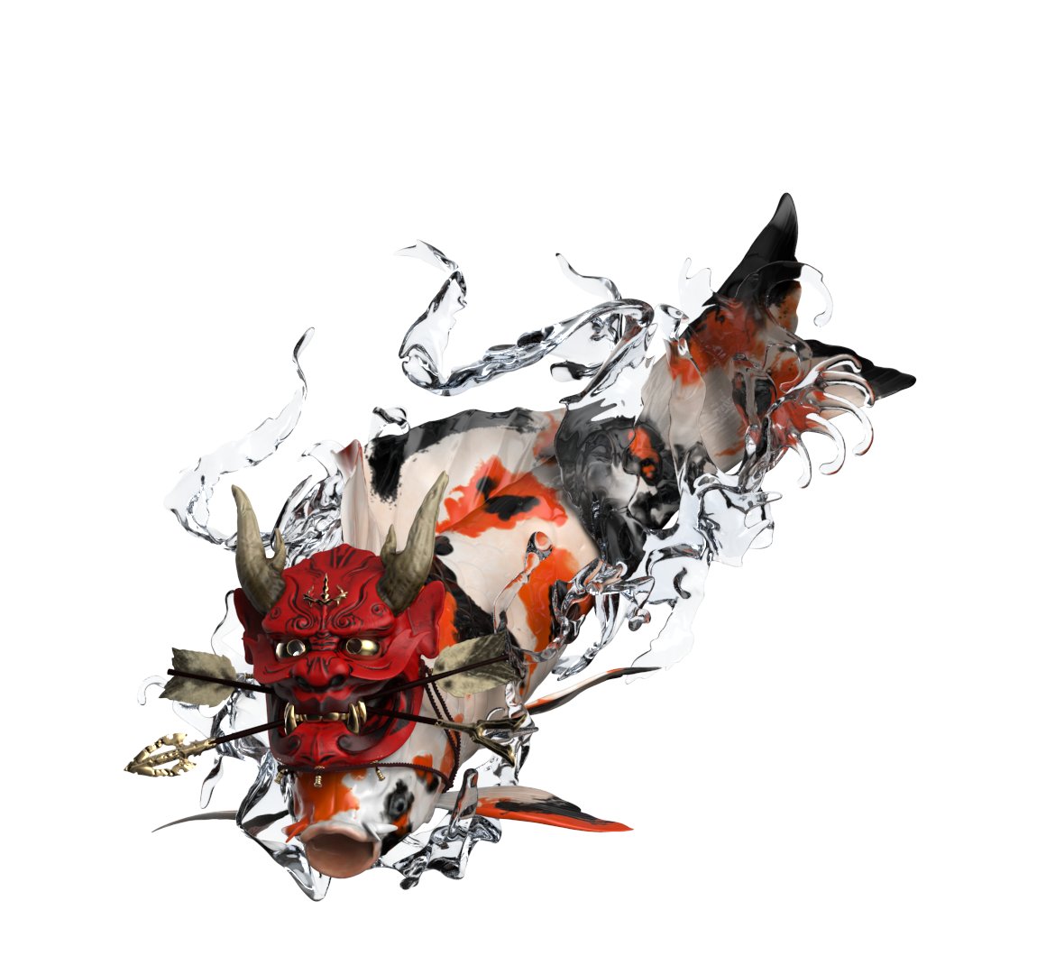 ArtStation - Carp with oni mask
