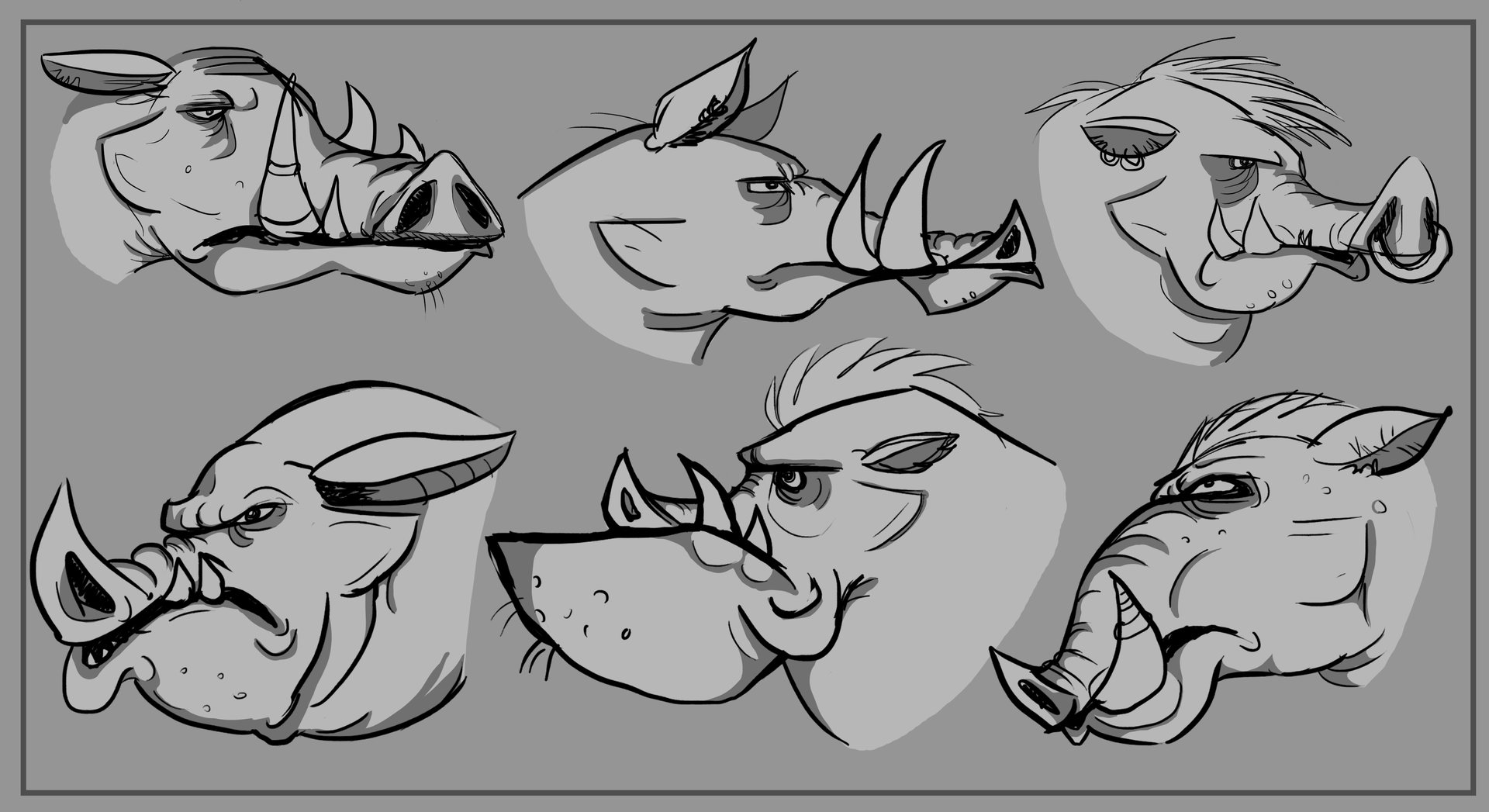 warthog face drawing