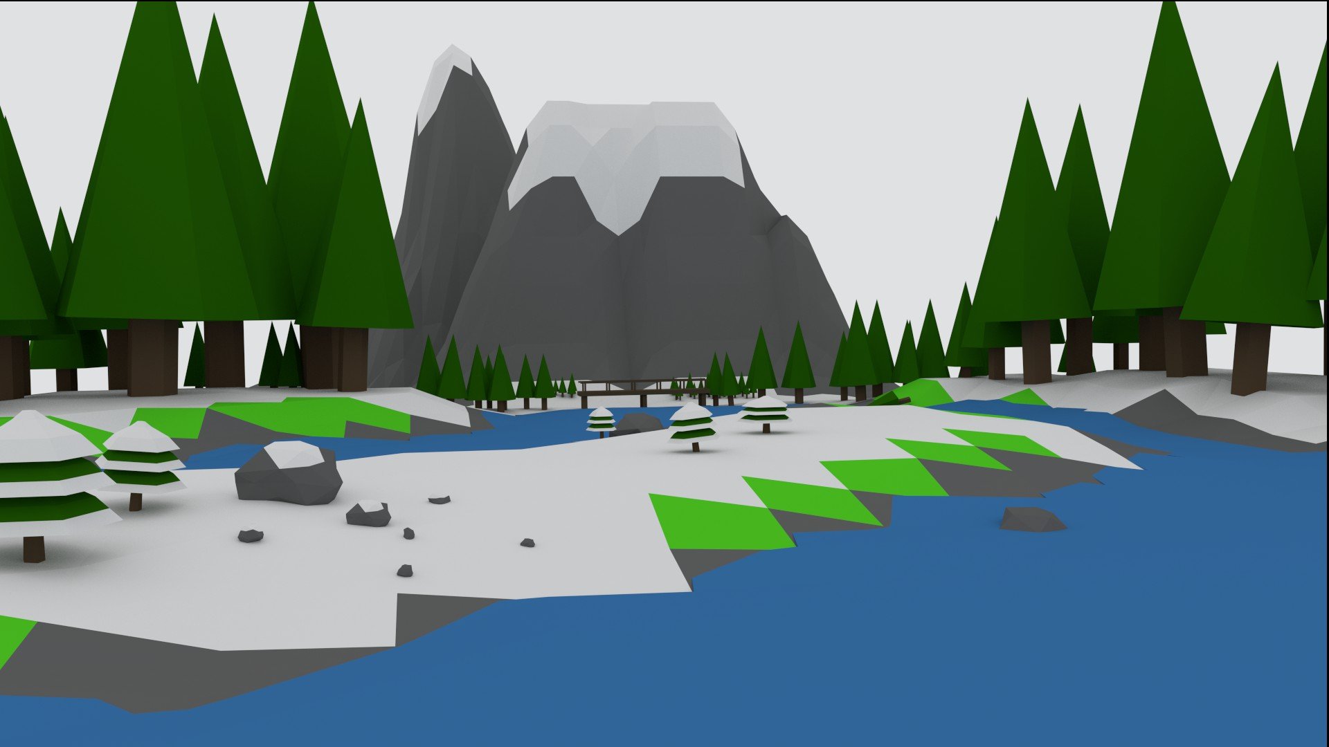 ArtStation - Low Poly Snowy Lake Scene