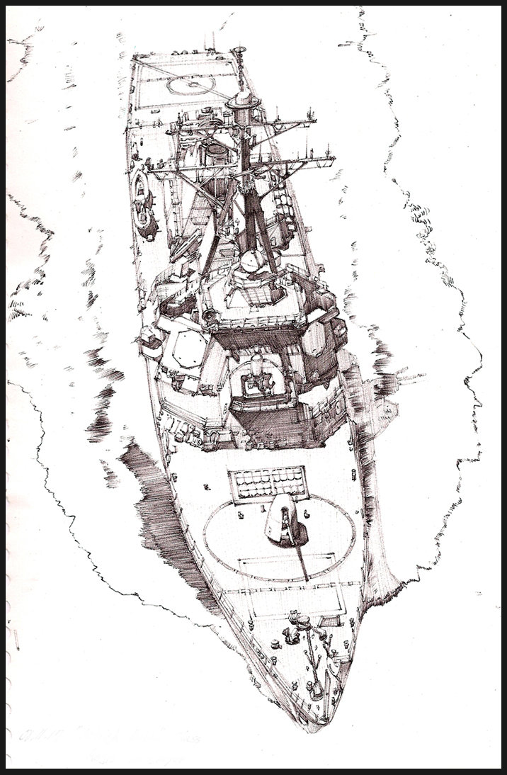 ArtStation - Battle ship Pen Drawing, Do Won