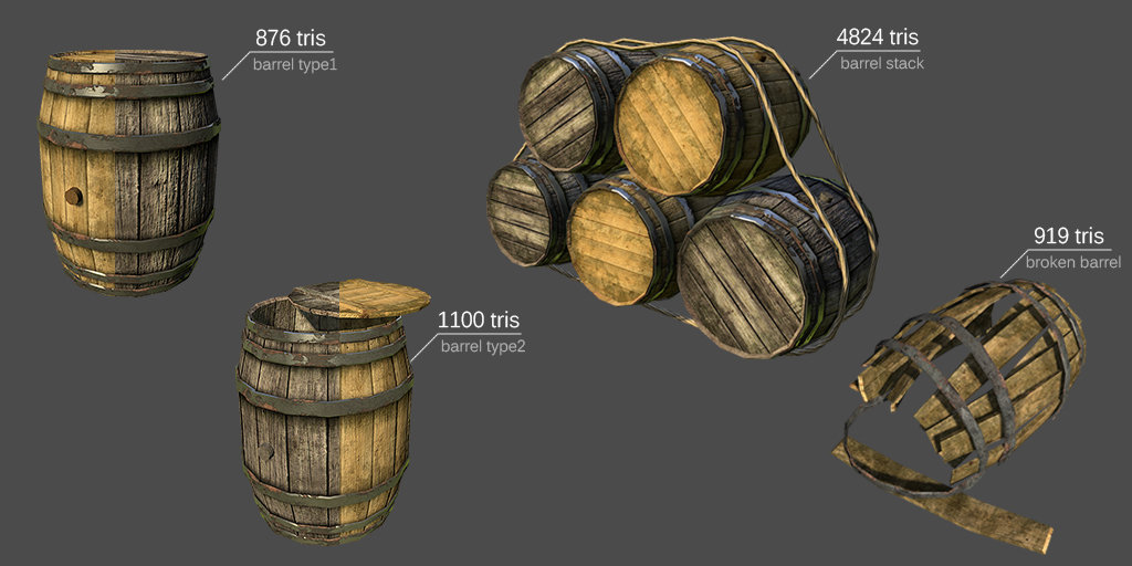 Marius M. - Wooden Barrels - Game Props