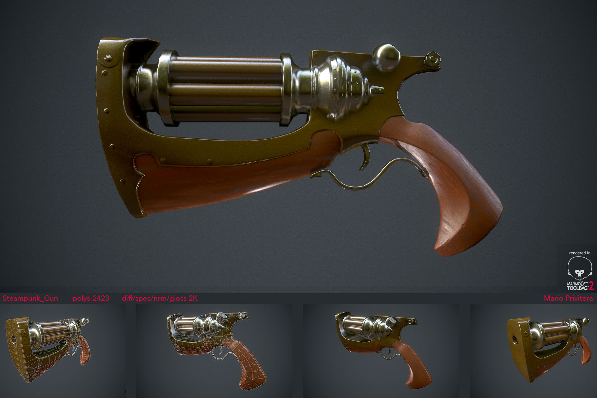 ArtStation - Steampunk gun! turntable in marmoset toolbag