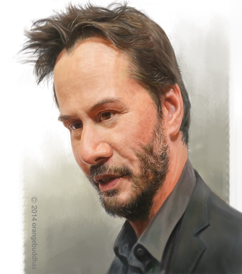 ArtStation - keanu reeves caricature portrait painting., Orange Buddhas