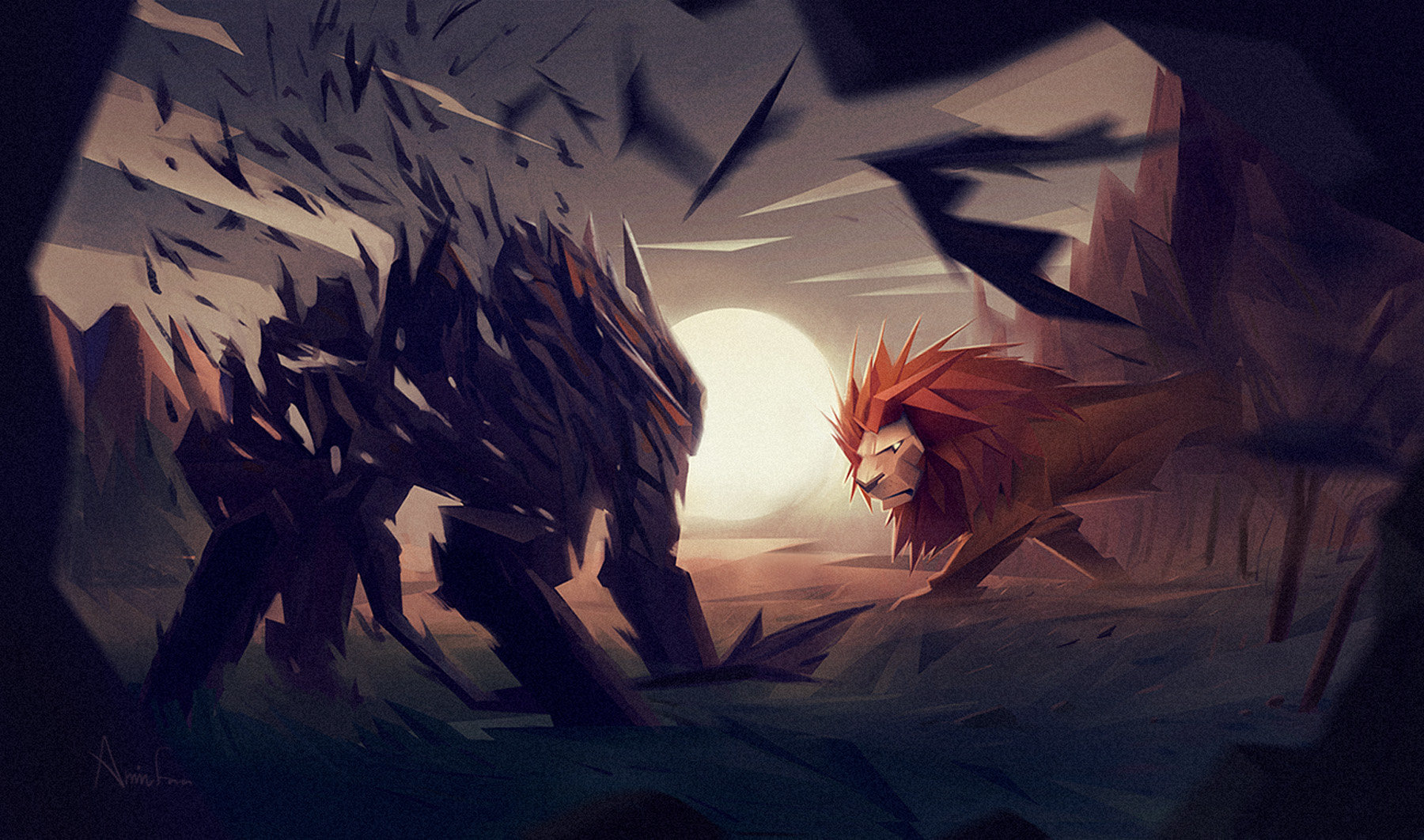 ArtStation - Lion and Bats