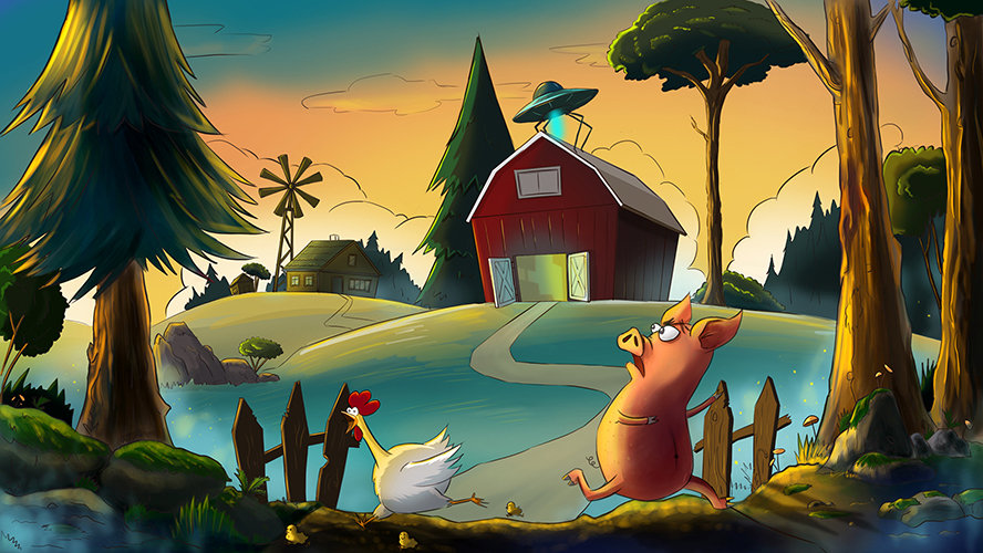 ArtStation - Illustration - aliens in farm