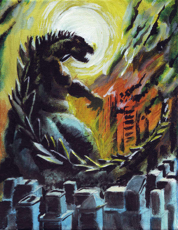 Godzilla Oil Painting