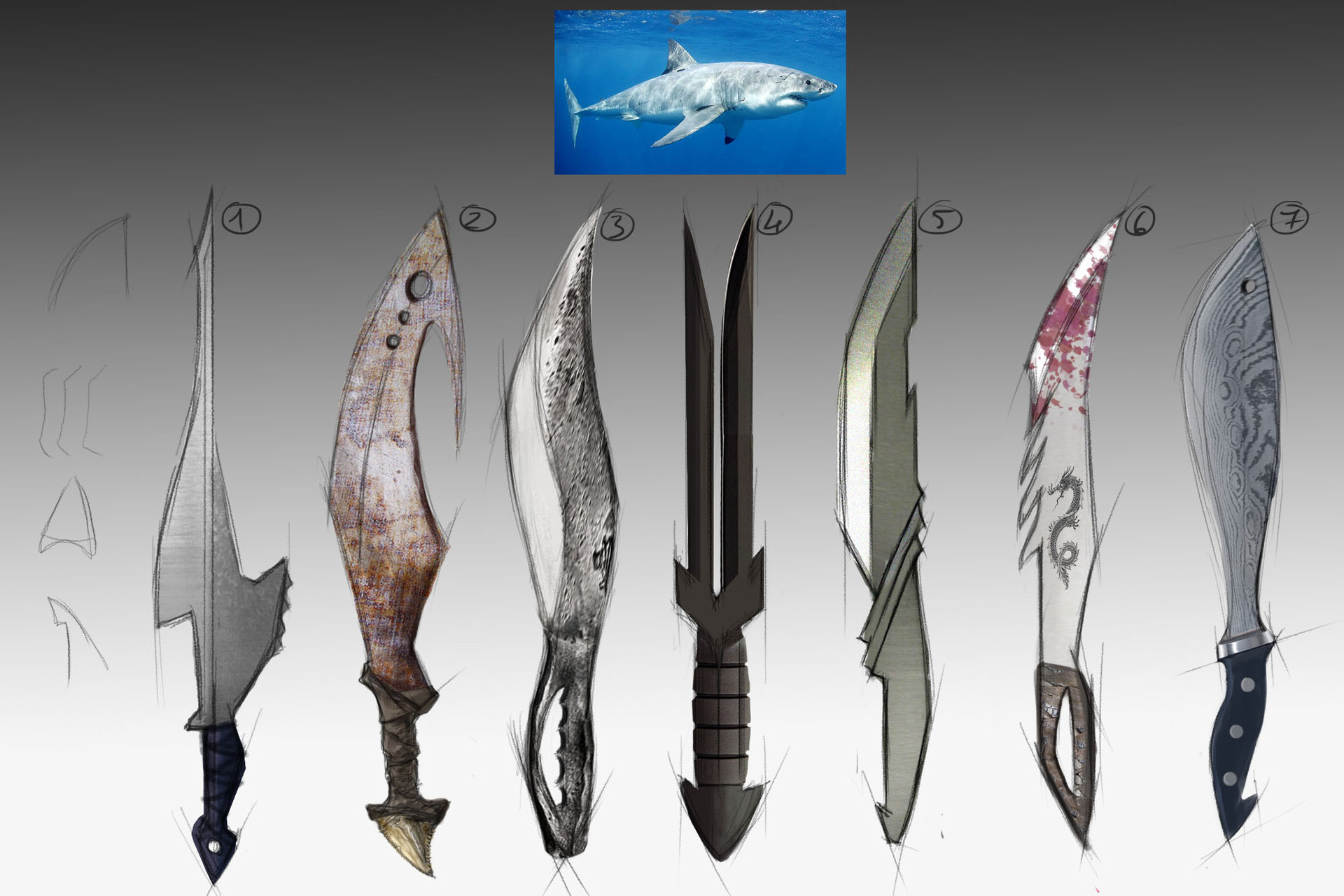 ArtStation - Shark thee based knifes