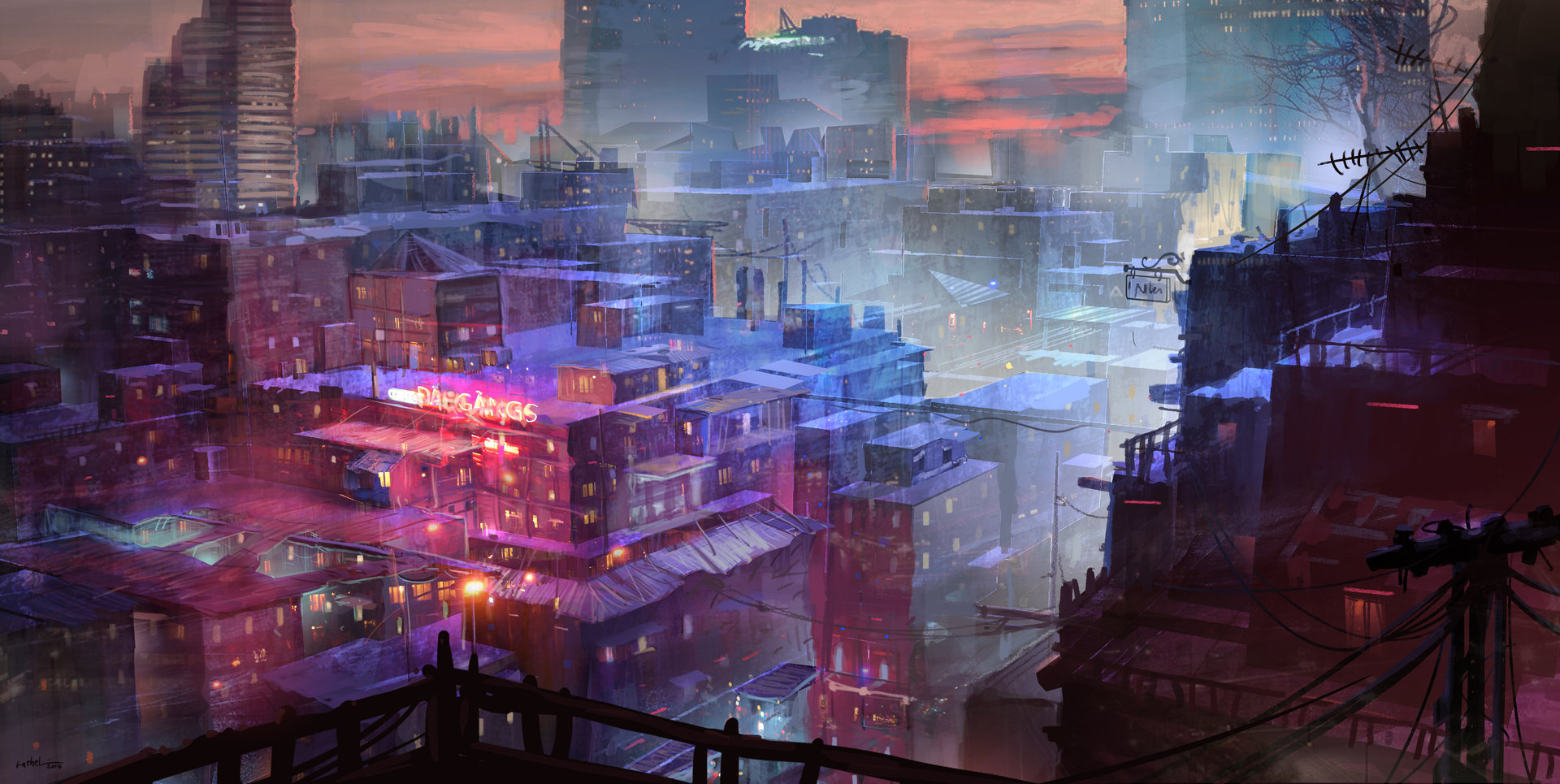 chaotic background city