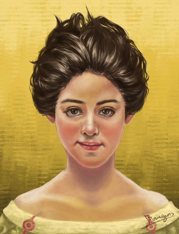 JiBi J. Bourgeois - Woman on yellow background - portrait