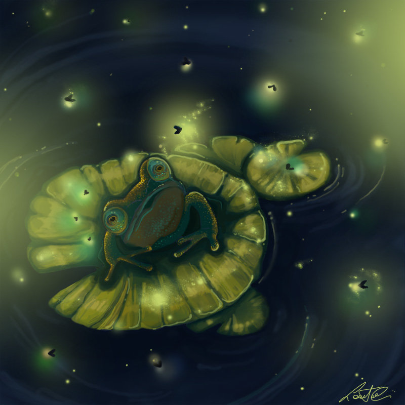 ArtStation - Frog in fireflies