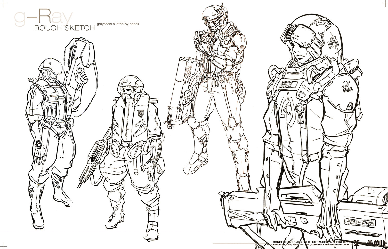 John Azure Kim - Rough sketch for Future soldier