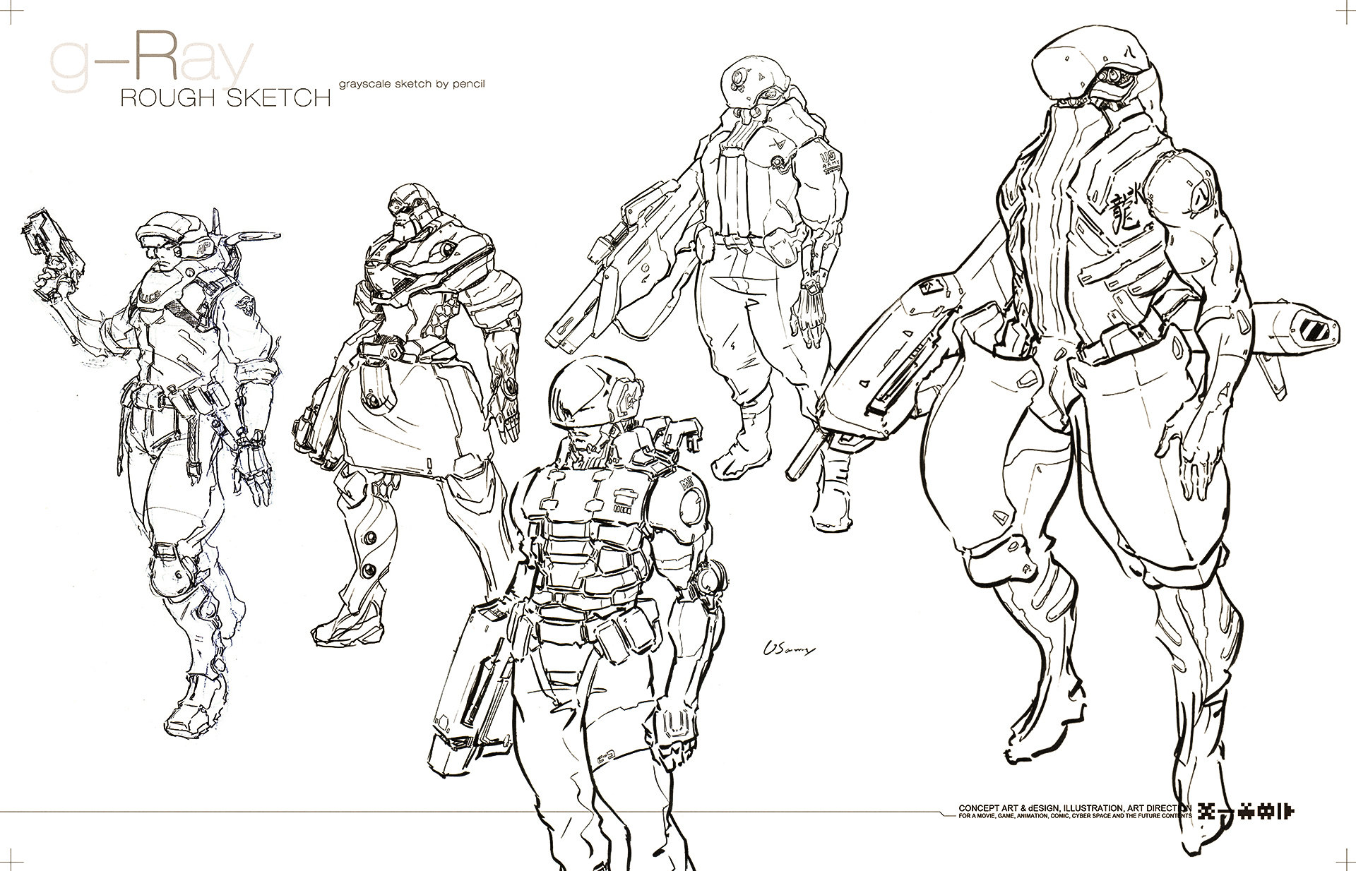 John Azure Kim - Rough sketch for Future soldier