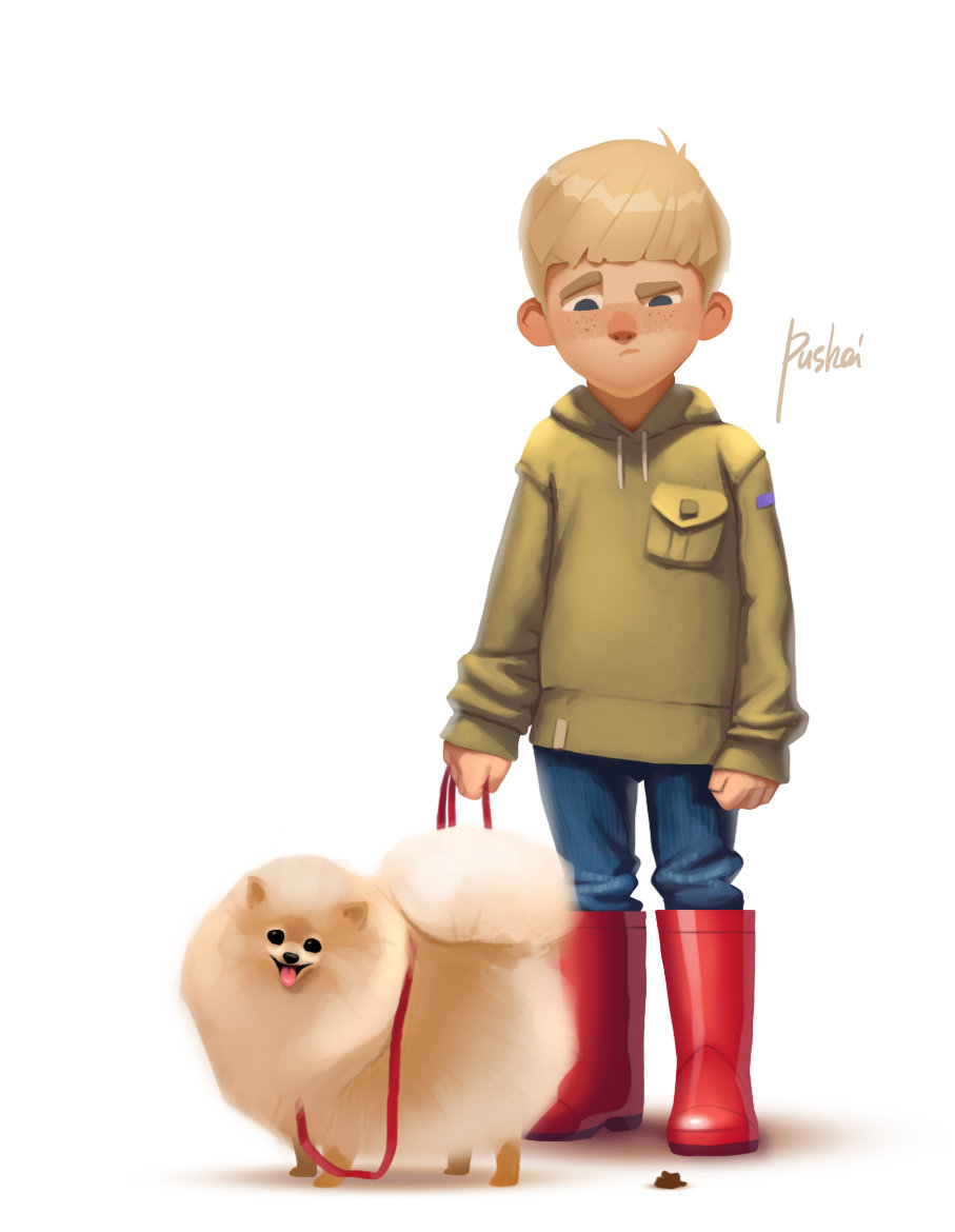 Walking the dog by Aleksandr Pushai : r/imaginarypets
